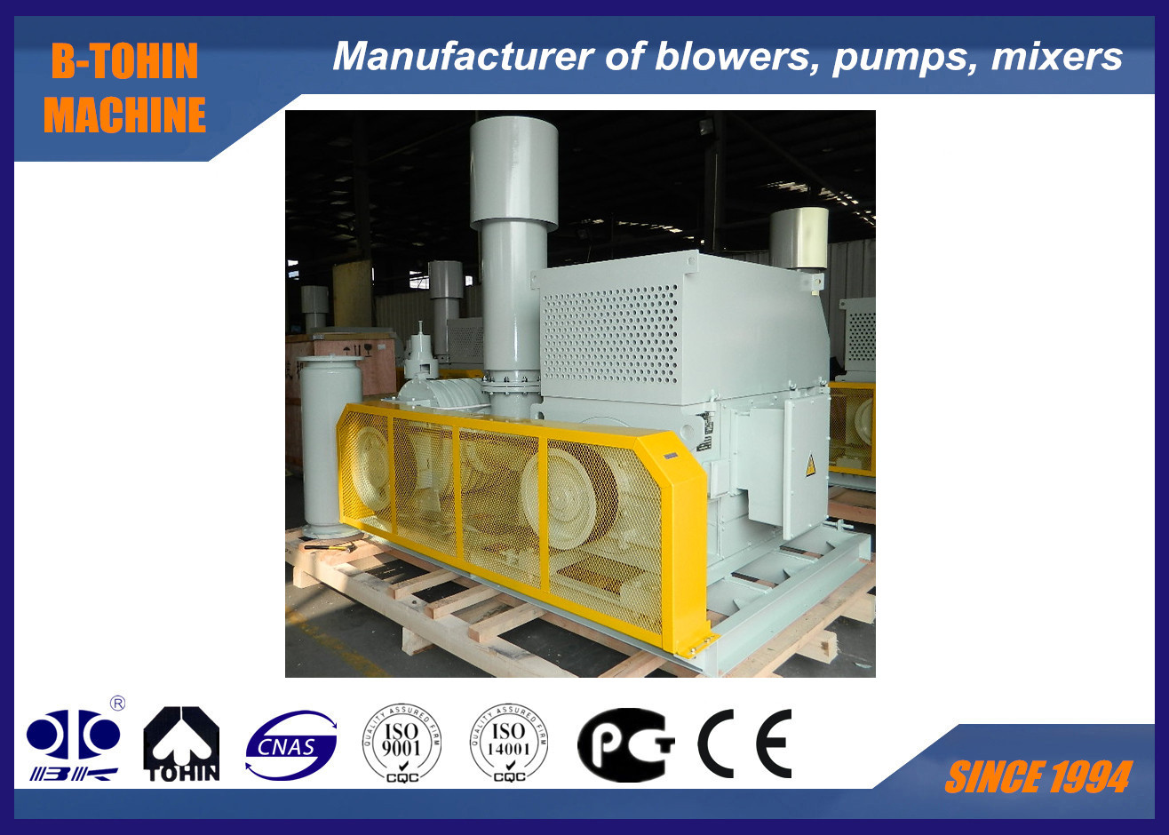 220KW Roots Rotary Lobe Blower , 6000m3/hour 100KPA high pressure blower